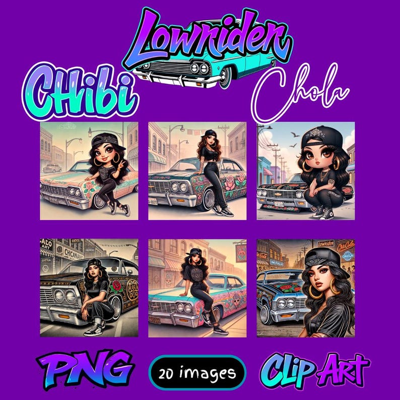 Lowrider Chibi Chola Clip Art 20 Cool Car & Character Pngs 10 ...