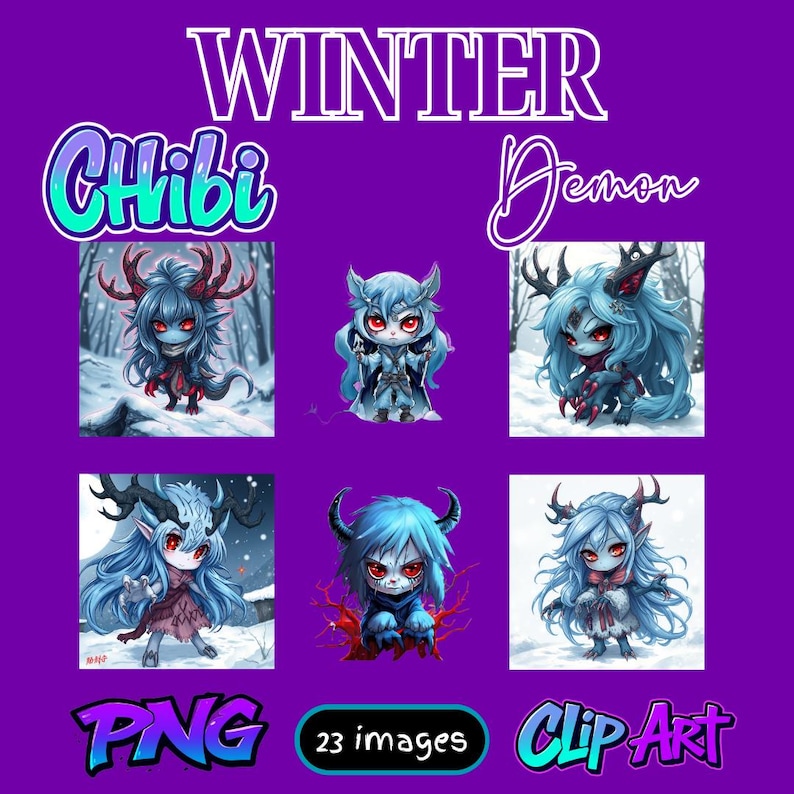 Chibi Winter Demon Clip Art Collection 23 PNG Images Cute & Dark ...