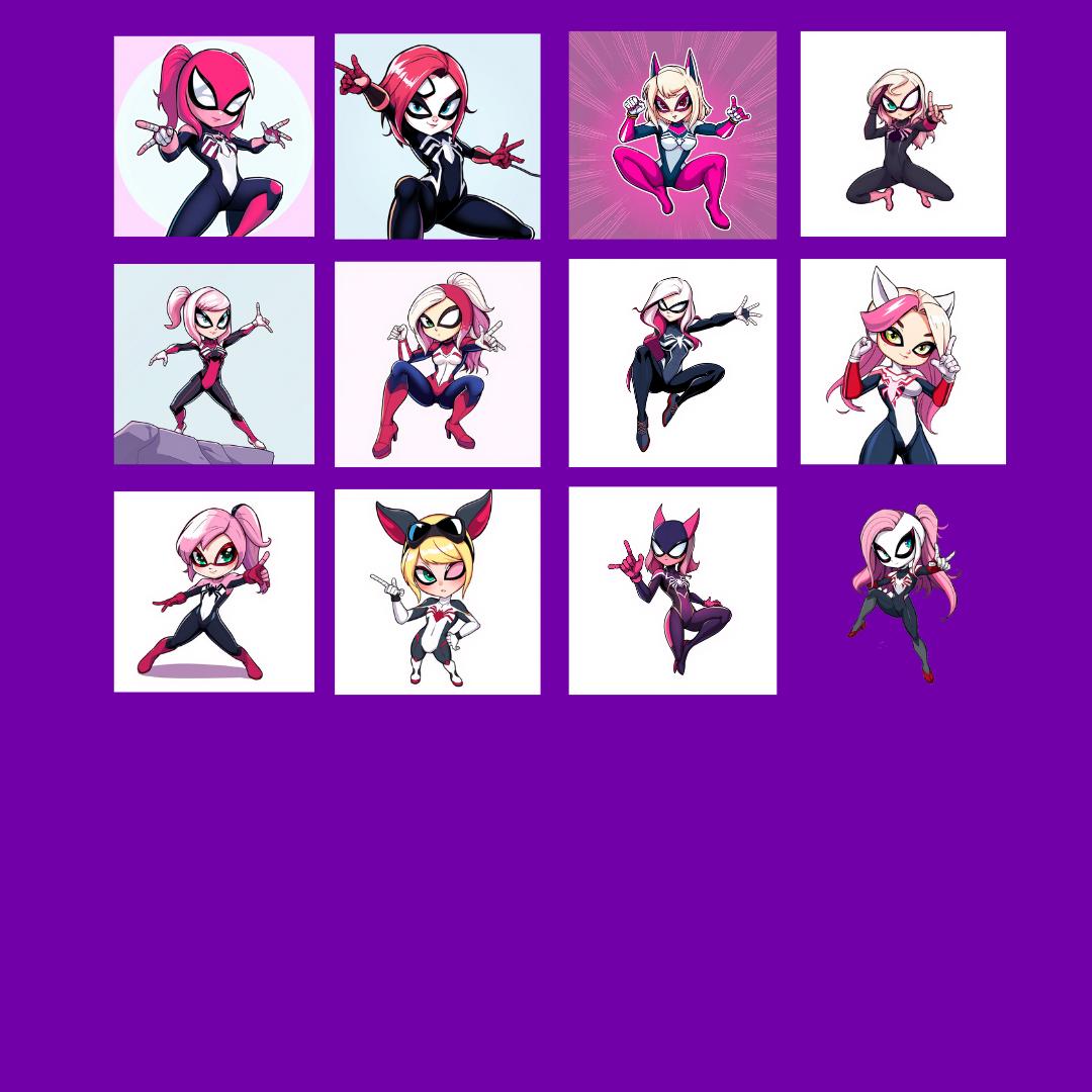 Superhero Chibi Spider Girl PNG Clip Art 18 Digital Illustrations Cute ...