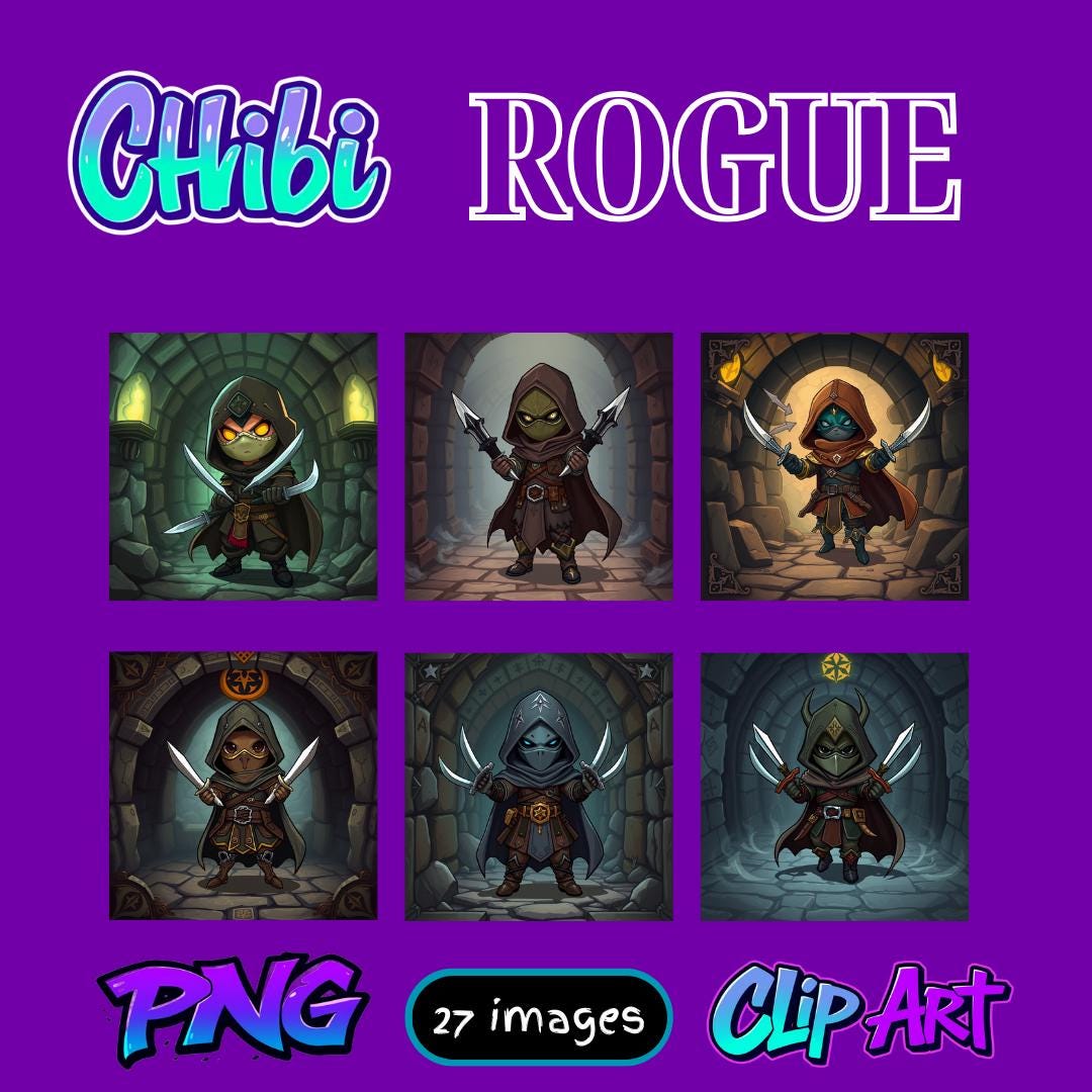 Chibi Rogue Clipart Set 27 PNG Images With 12 Transparent Backgrounds ...