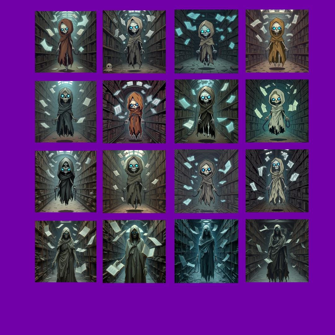 Skeletal Librarian Chibi Clipart Set 31 PNG Images Spooky Ghost ...