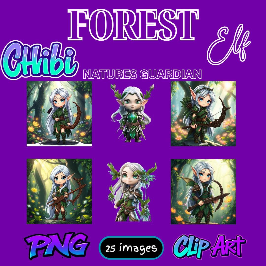 Imágenes PNG de elfo del bosque chibi guardián de la naturaleza / Clip ...