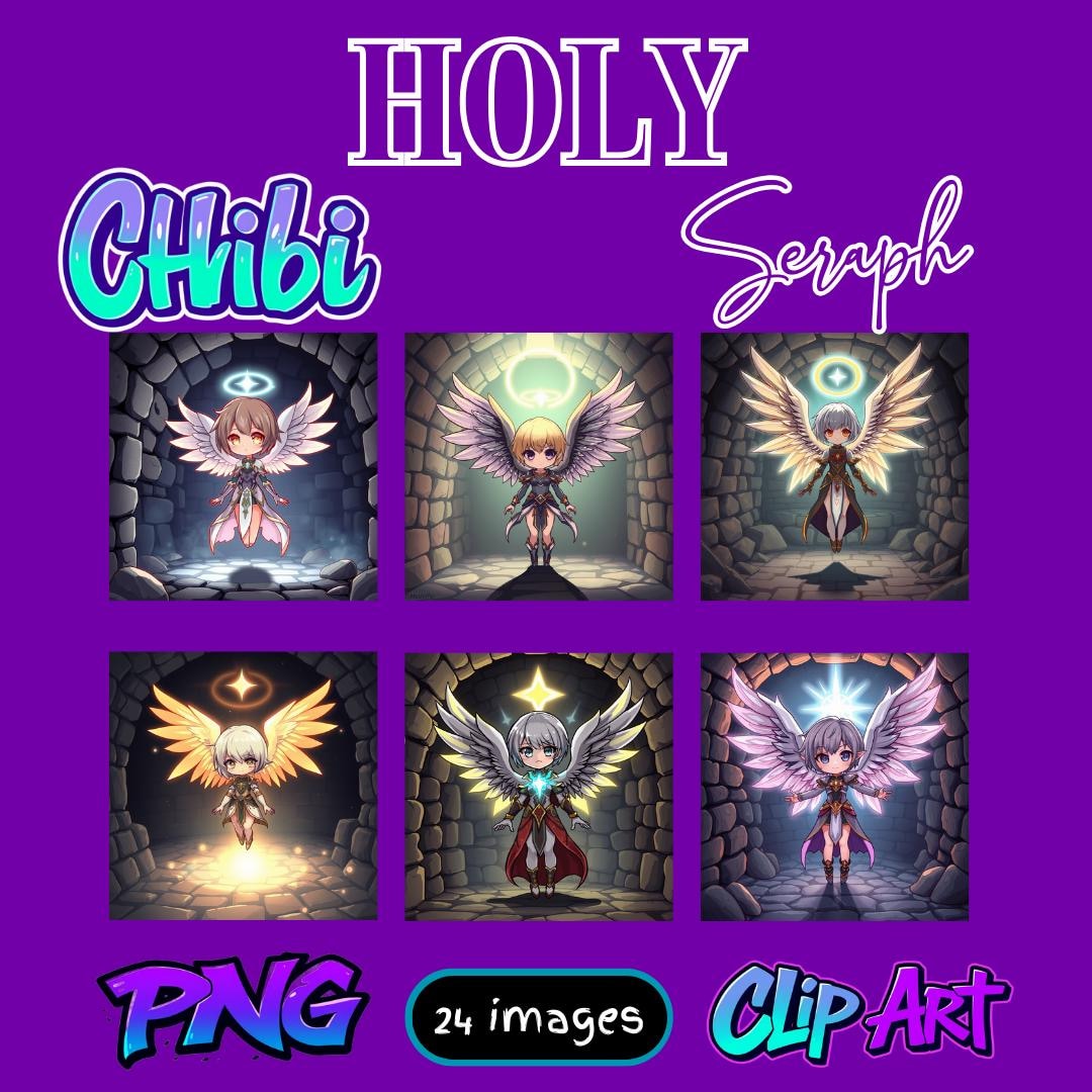 Holy Seraph Chibi Clipart Bundle 24 High-quality Angelic Pngs ...