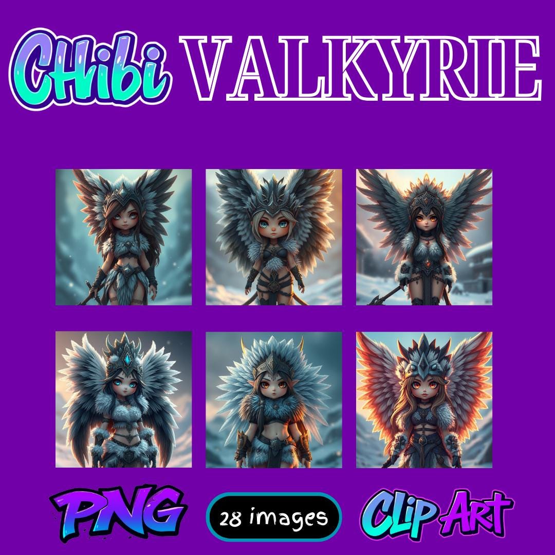 Chibi Valkyrie Clipart 28 PNG Images With 4 Transparent Files, Norse ...