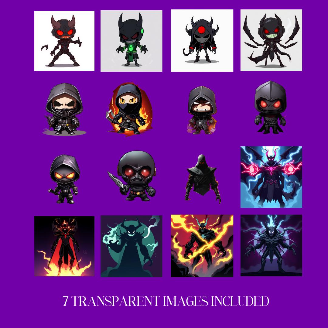Shadow Warrior Chibi Clip Art 20 PNG Images Dark and Epic Shadow-themed ...