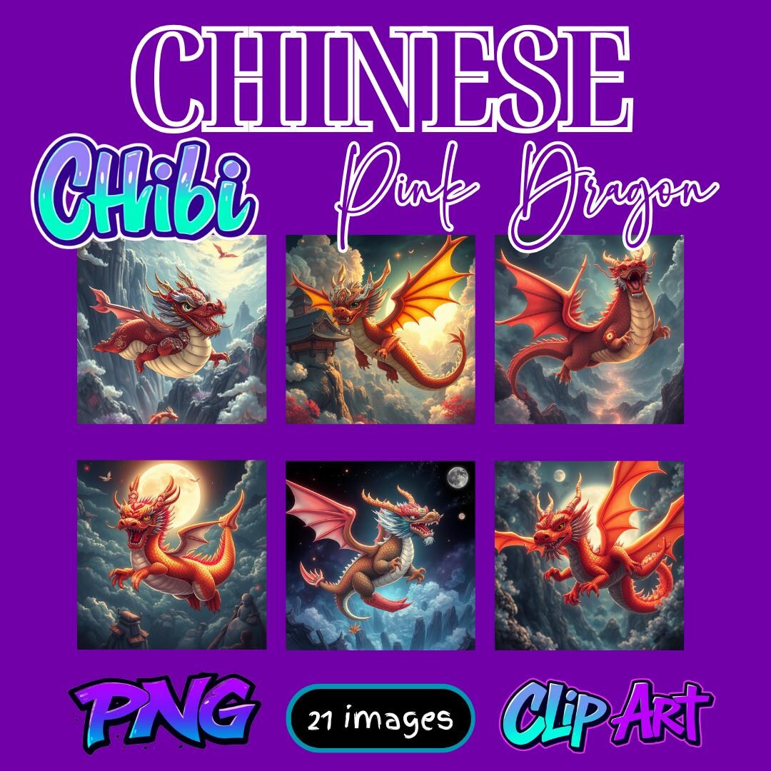 Chinese Chibi Pink Dragon Clip Art 21 Fantasy Dragon PNG Images ...
