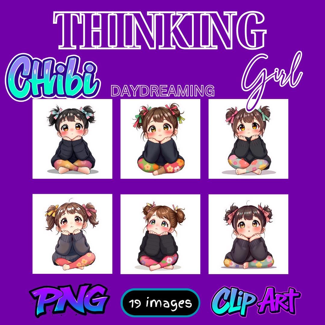 Thinking Chibi Daydreaming Girl PNG Clip Art 19 High-res Adorable Chibi ...