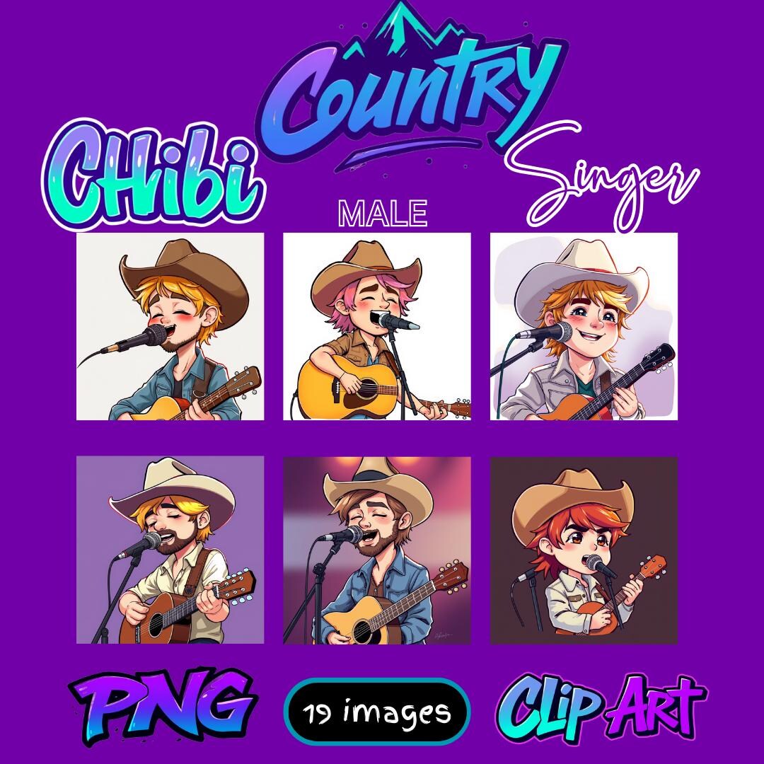 Chibi Male Country Singer Clipart 19 Pngs Adorable Cowboy Singer ...