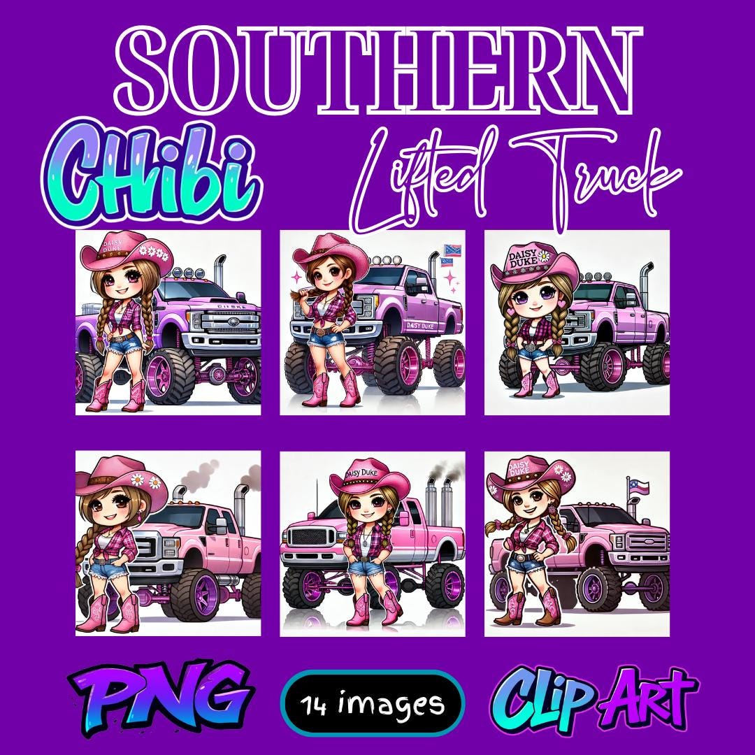 Southern Lifted Truck Chibi Clip Art 14 PNG Images Cute Southern Belle ...