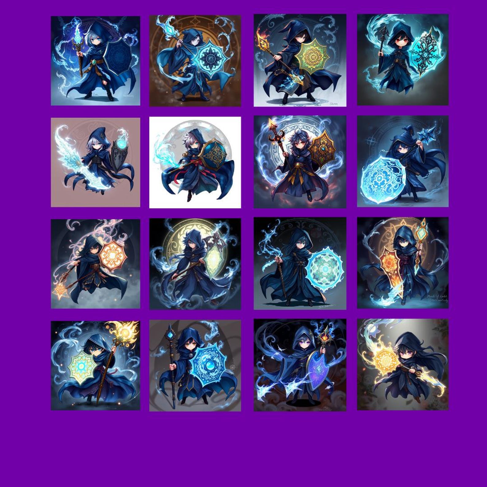 Chibi Blue Sorcerer Clip Art 24 PNG Mystical Mage Characters Magical ...