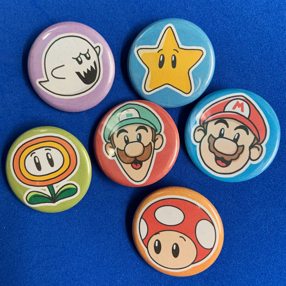 Mario Bros Pin-back Buttons (set of 6) - Etsy