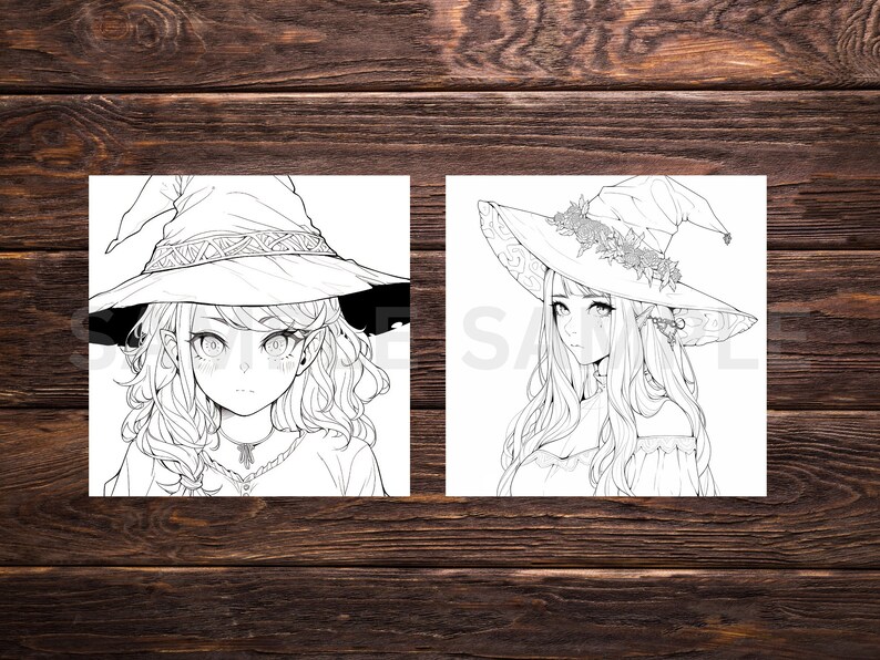 Witch Girl Coloring Book Adults Kids Instant Download - Etsy