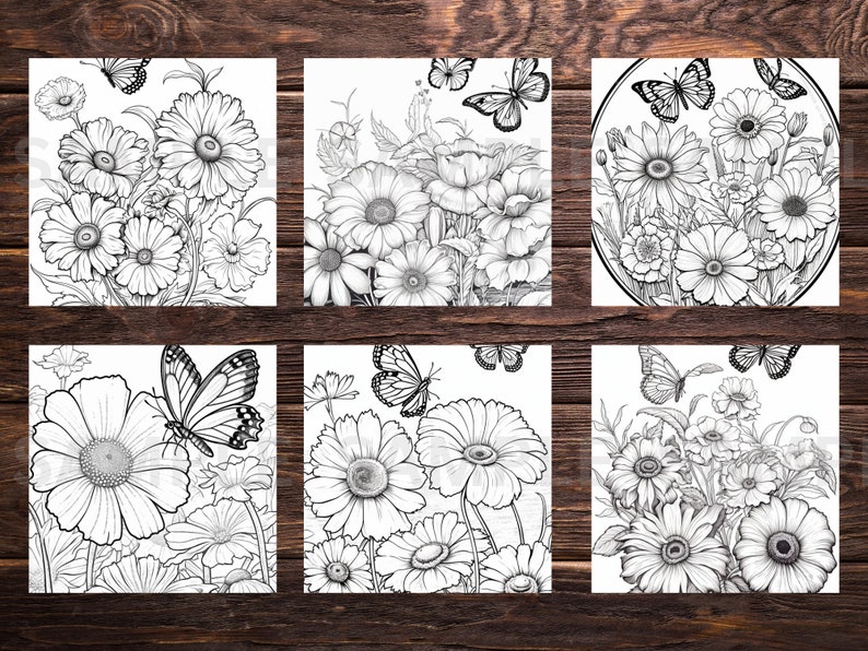 Butterfly Garden Coloring Book, Adults + Kids- Instant Download ...
