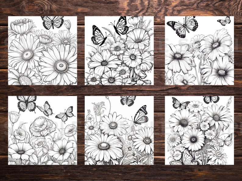 Butterfly Garden Coloring Book, Adults + Kids- Instant Download ...