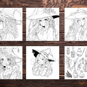 Witch Girl Coloring Book Adults Kids Instant Download - Etsy