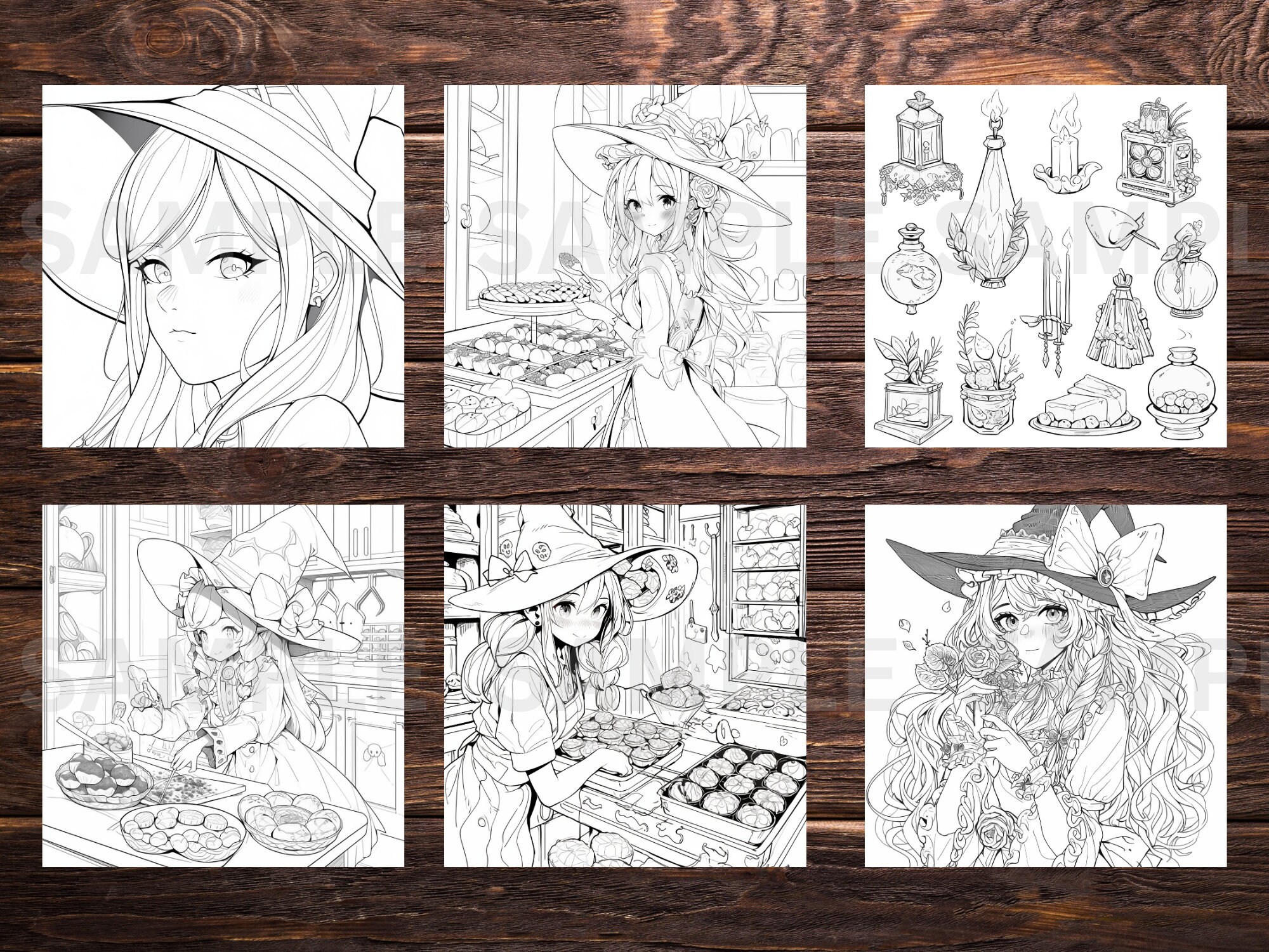 Witch Girl Coloring Book Adults Kids Instant Download - Etsy