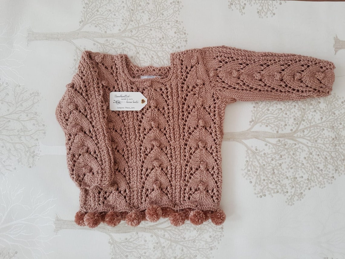 Baby Girl Bobble & Pom Pom Sweater - Etsy
