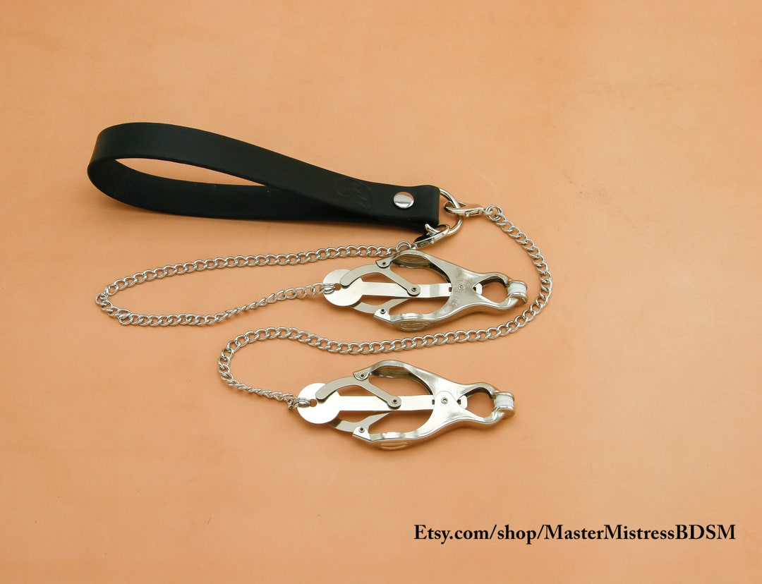 Clover Nipple Clamp Leash With Nipple Clamps, Clit Clamp Leash,scrotum ...