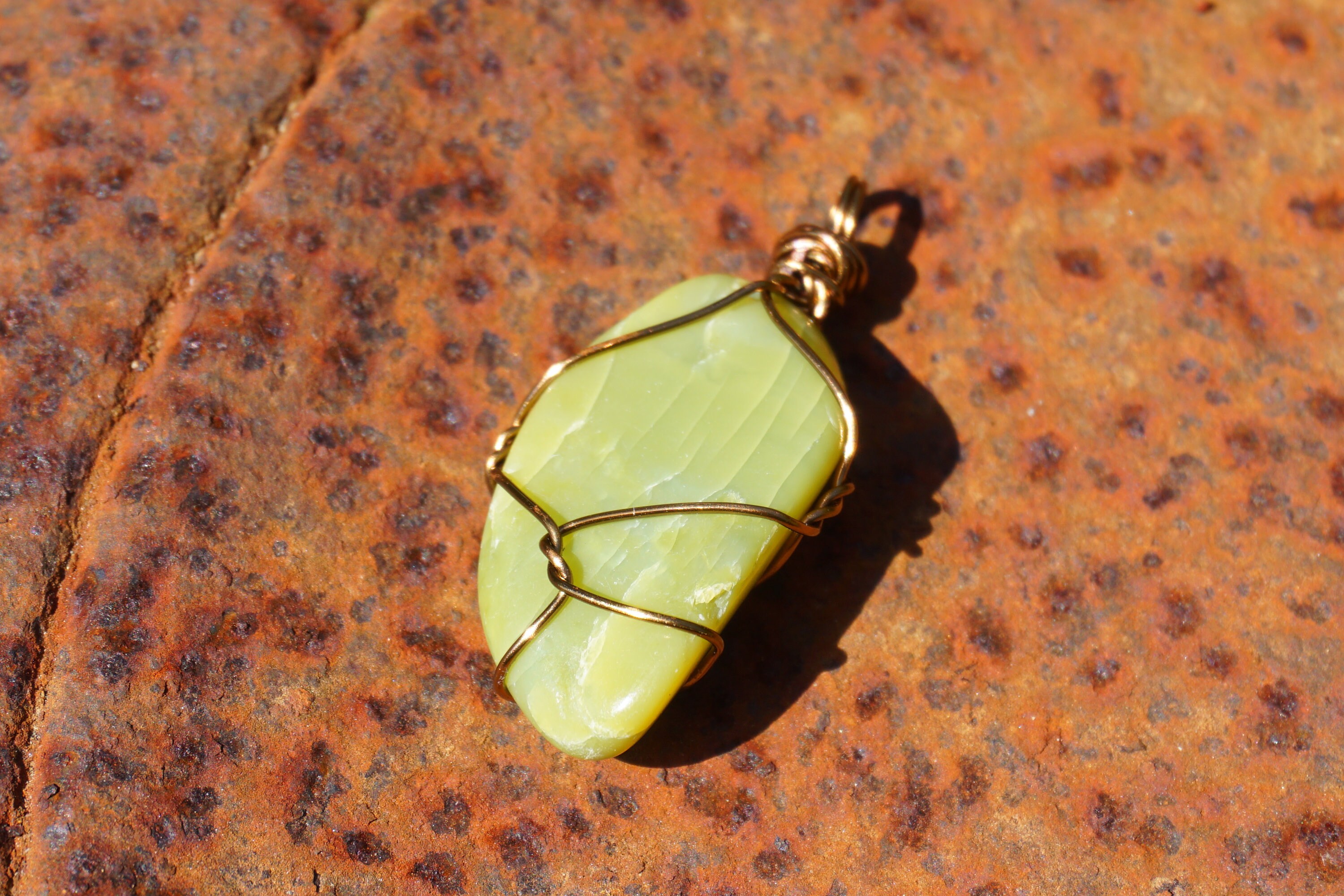 Tumbled Serpentine Wire Wrapped Pendant Neckalce | Etsy