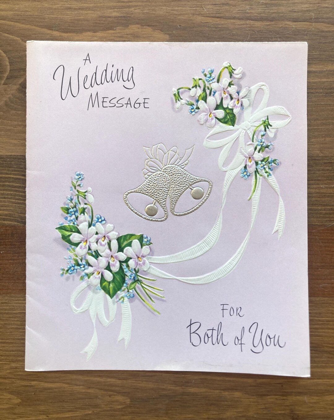 Vintage Wedding Greeting Card, Lavender, Flowers With Silver Bell ...