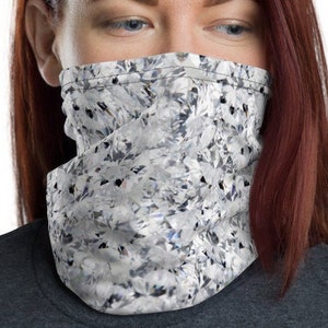 Diamond Face Mask, Glam Bling Diamonds Printed Ski Gaiter Face Mask ...