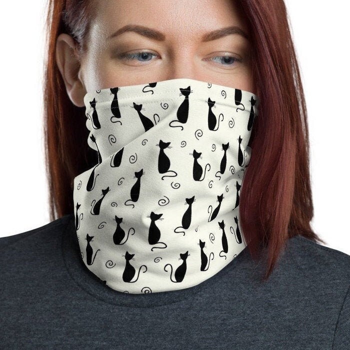 Black Cat Face Mask Cat Kitten Printed Biker Ski Gaiter Face | Etsy