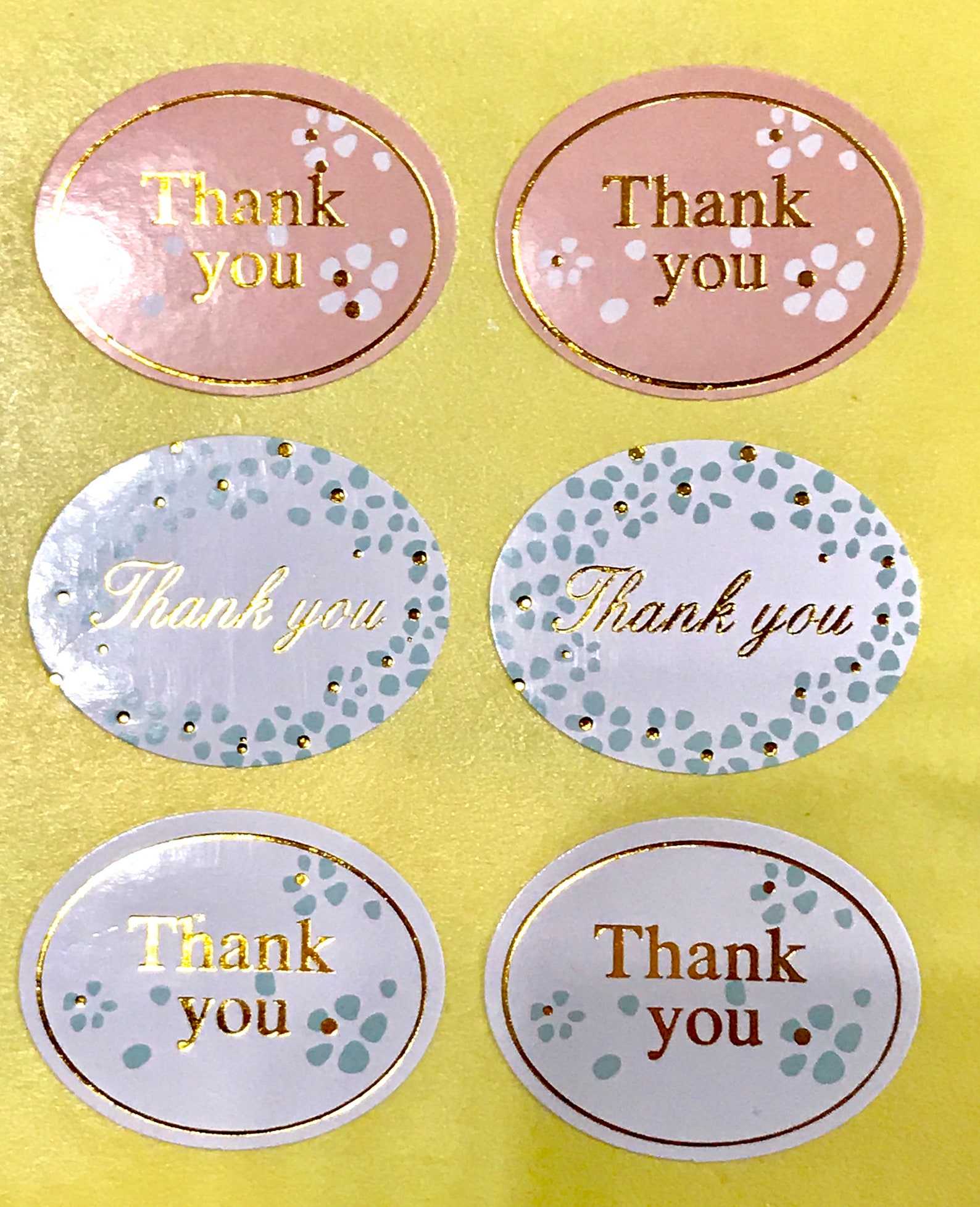 GOLD METALLIC LABELS Oval Thank You Label Metallic Thank - Etsy