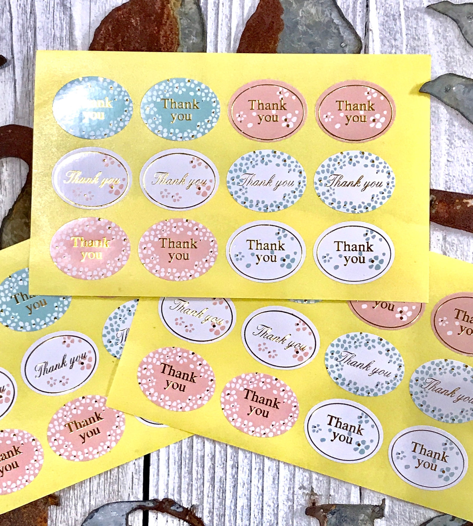 GOLD METALLIC LABELS Oval Thank You Label Metallic Thank - Etsy