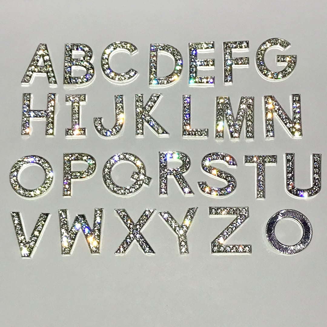 Set of 26 SMALL SILVER LETTERS, Silver Rhinestone Alphabet ...