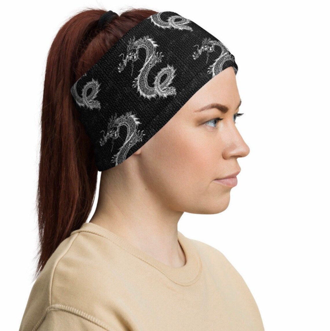 Black Chinese Dragon Face Mask Dragon Printed Biker Ski | Etsy