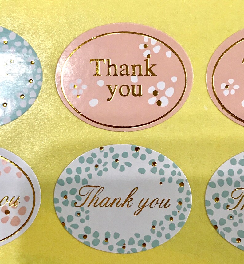 GOLD METALLIC LABELS Oval Thank You Label Metallic Thank - Etsy