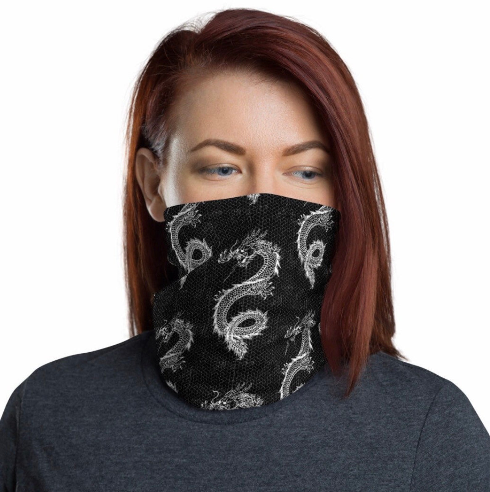 Black Chinese Dragon Face Mask Dragon Printed Biker Ski | Etsy