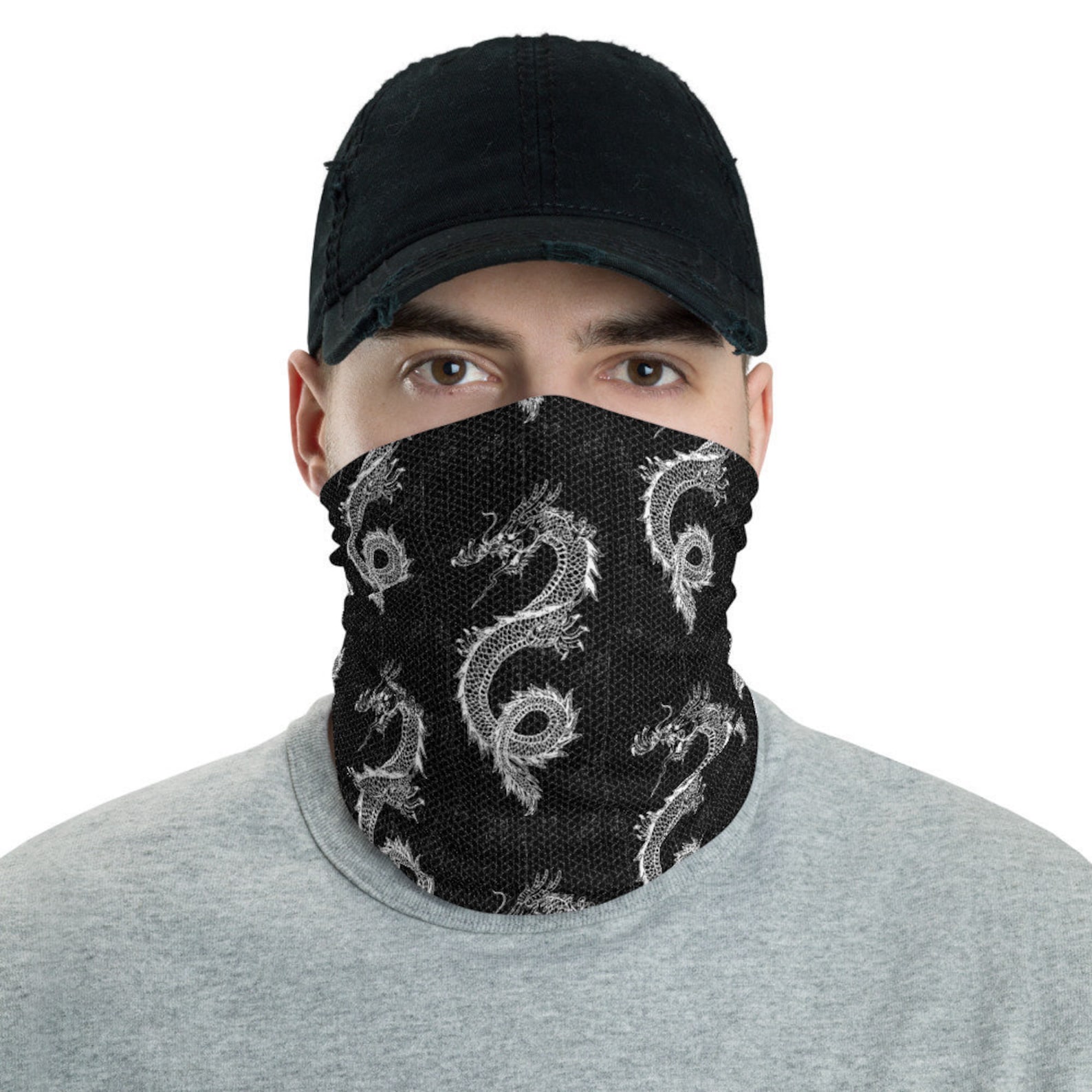 Black Chinese Dragon Face Mask Dragon Printed Biker Ski | Etsy