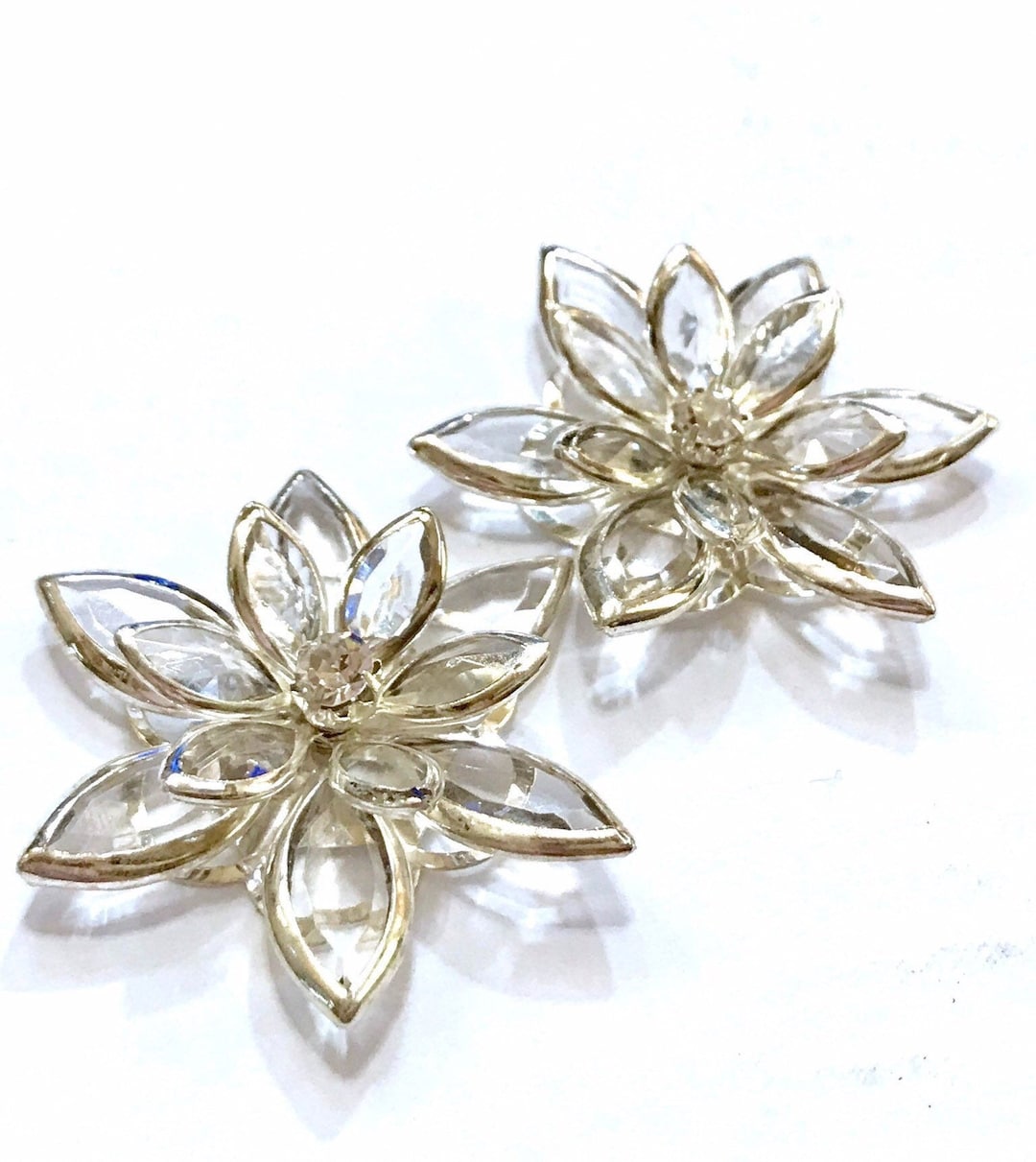 Clear Rhinestone Flower Flat Backs, 35mm Beautiful Flower Decoden ...
