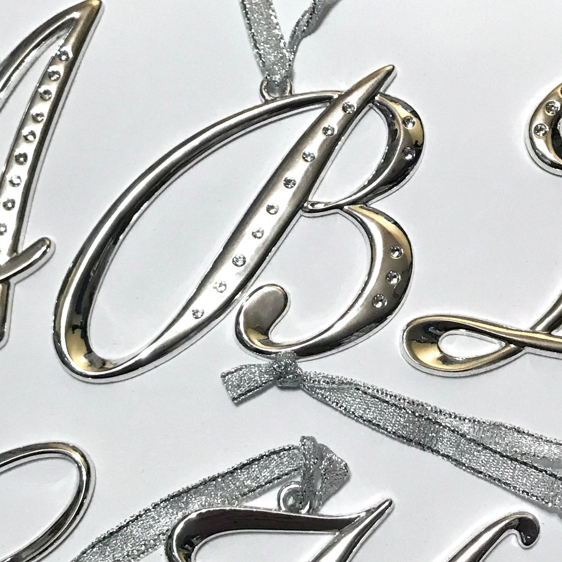 Rhinestone Initial Christmas Ornament Bling Monogram Decor | Etsy