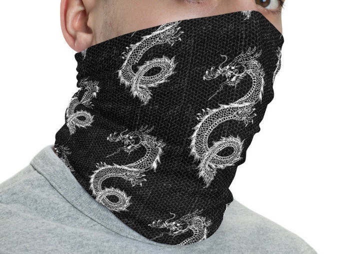 Black Chinese Dragon Face Mask Dragon Printed Biker Ski | Etsy