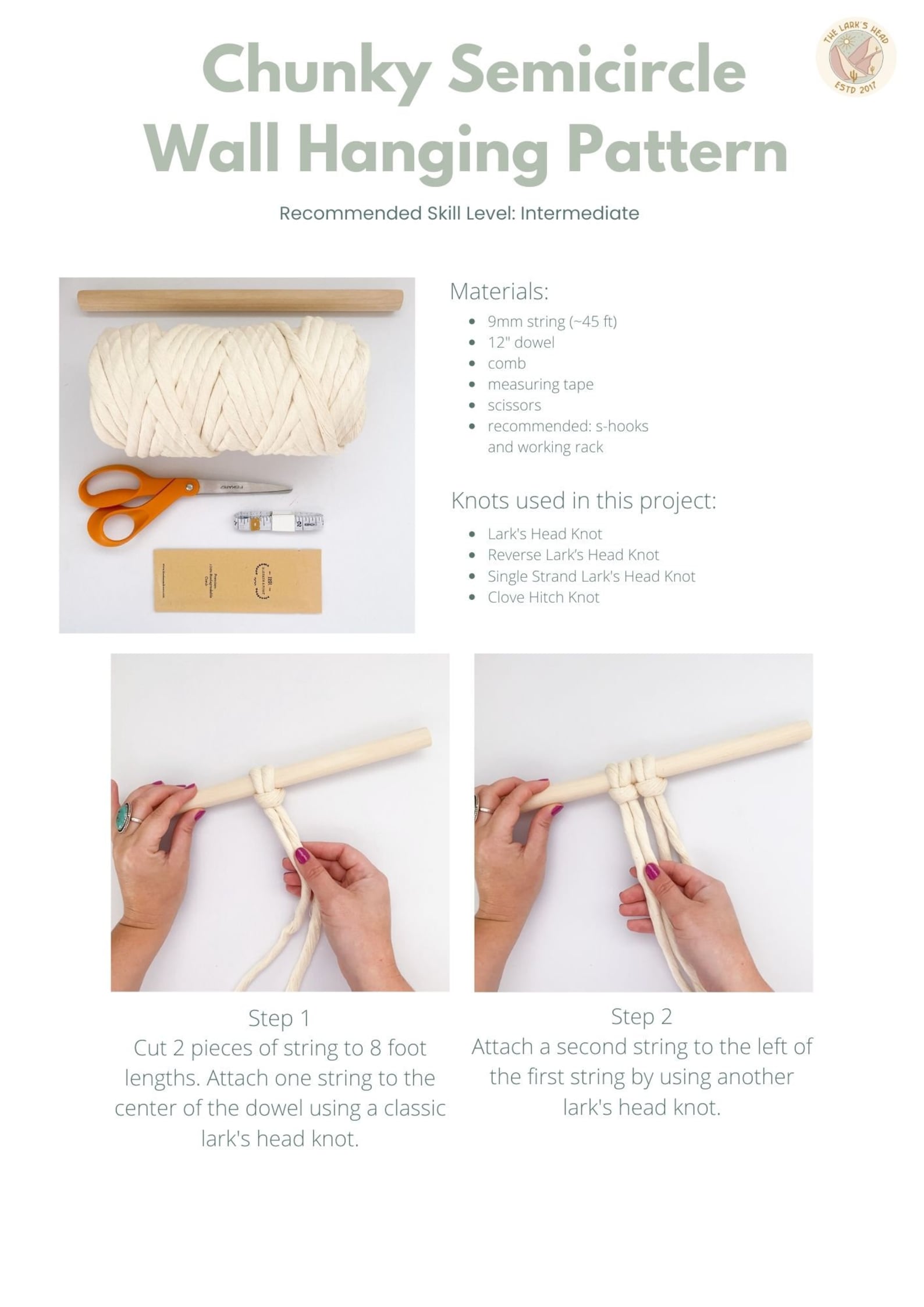 PDF Pattern Only- Macramé Half Moon Pattern With Knot Guide - Etsy