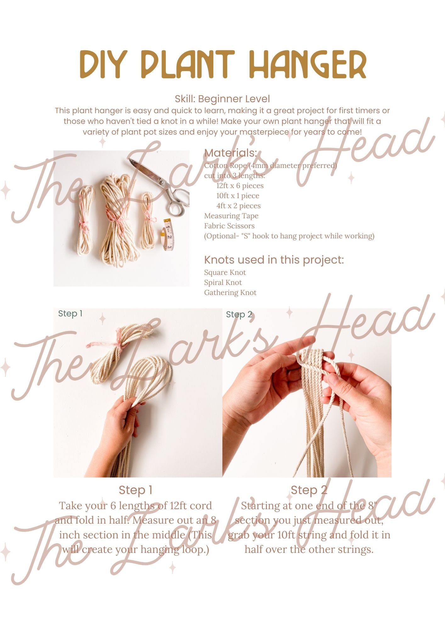 Macrame Plant Hanger Pattern PDF With Knot Guide Step by Step - Etsy