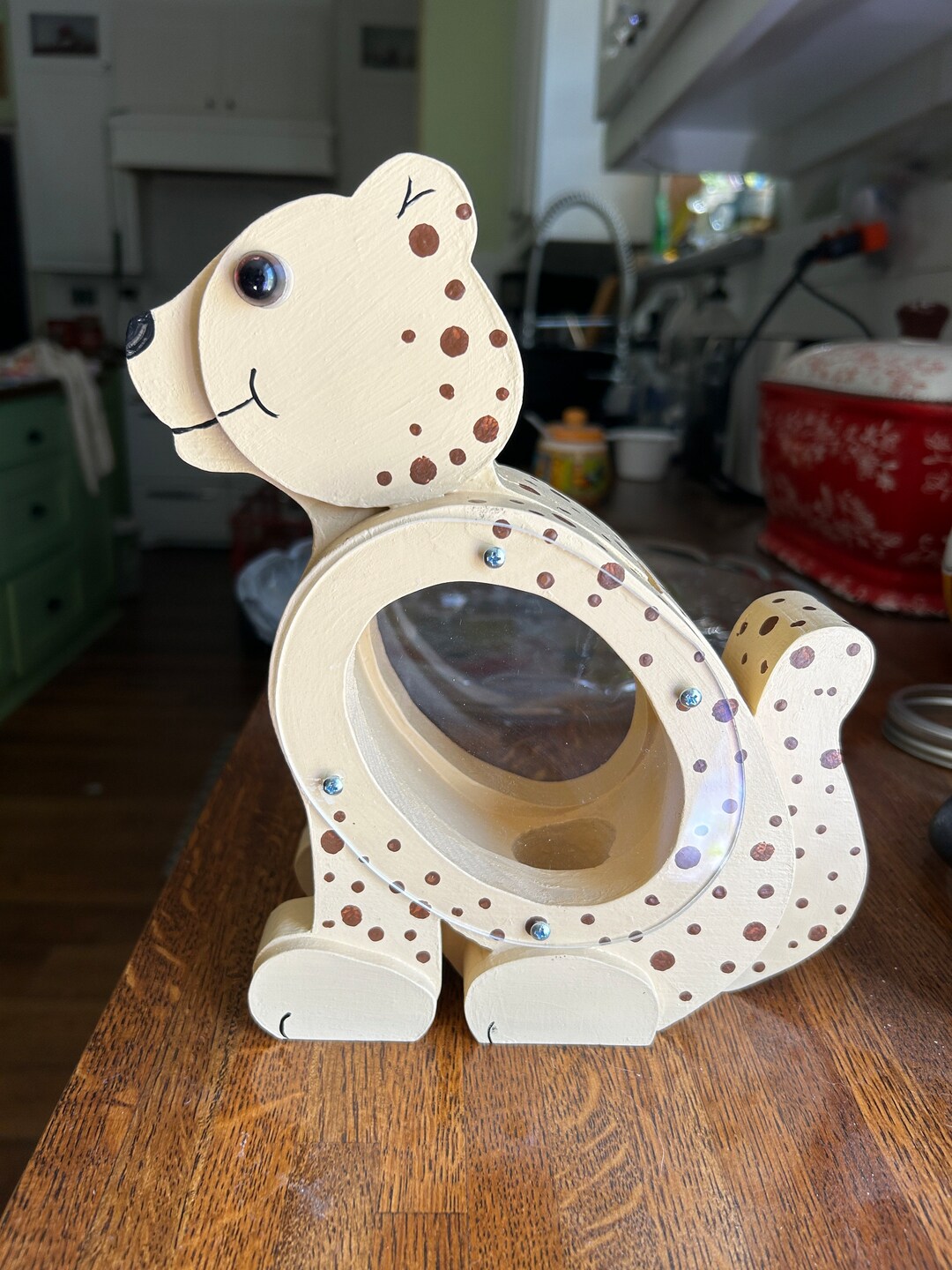 Handcrafted Wooden Leopard Bank With See Through Sides Lets You See ...