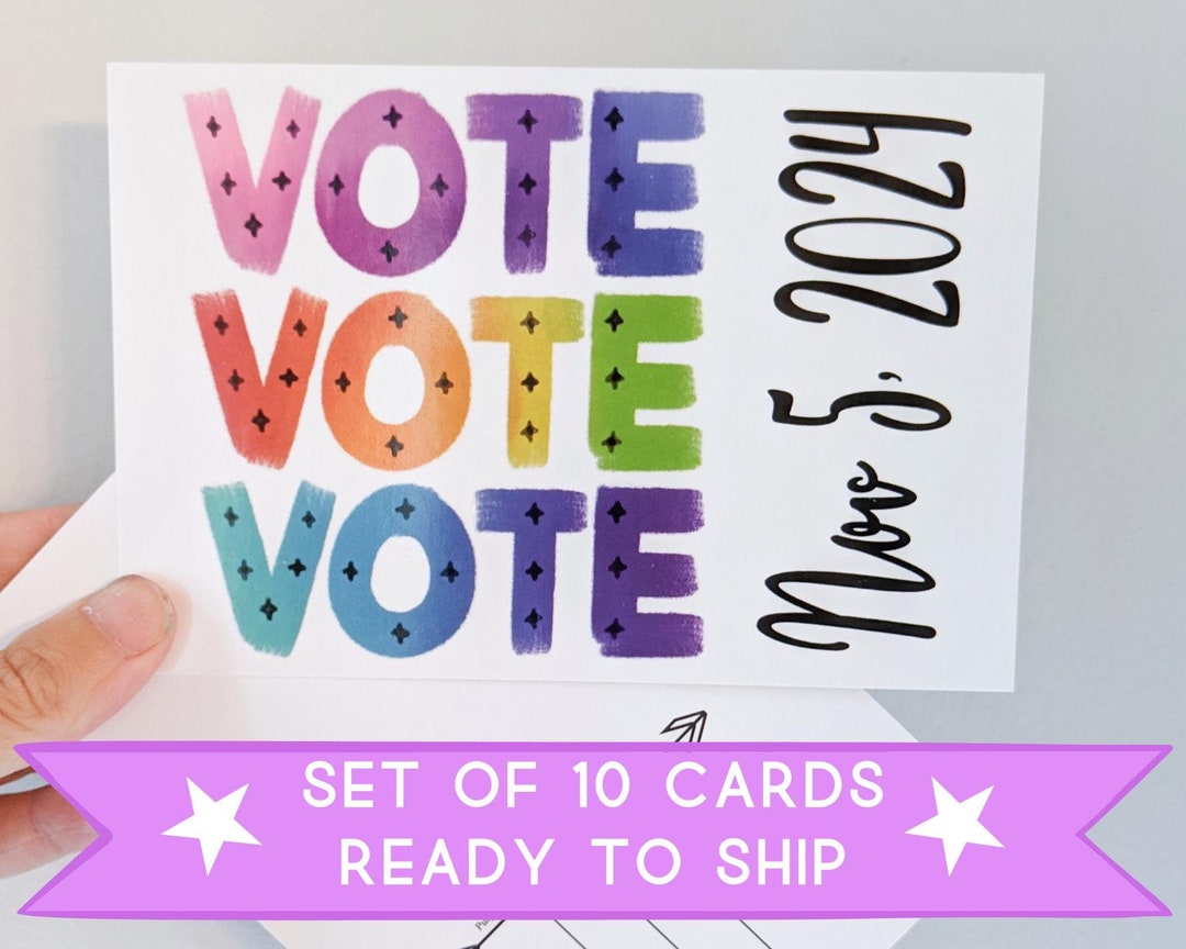 10 Handlettered Rainbow Vote Vote Vote Election Postcards Get Out the ...