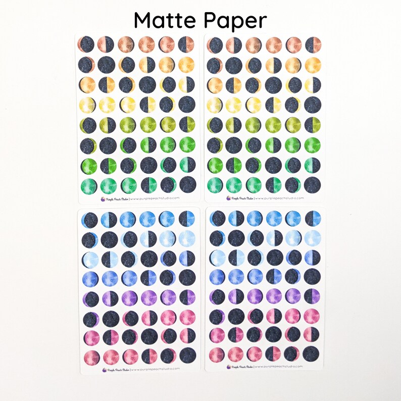 Rainbow Moon Phase Stickers: Watercolor Lunar Planner Stickers (4x 3 ...