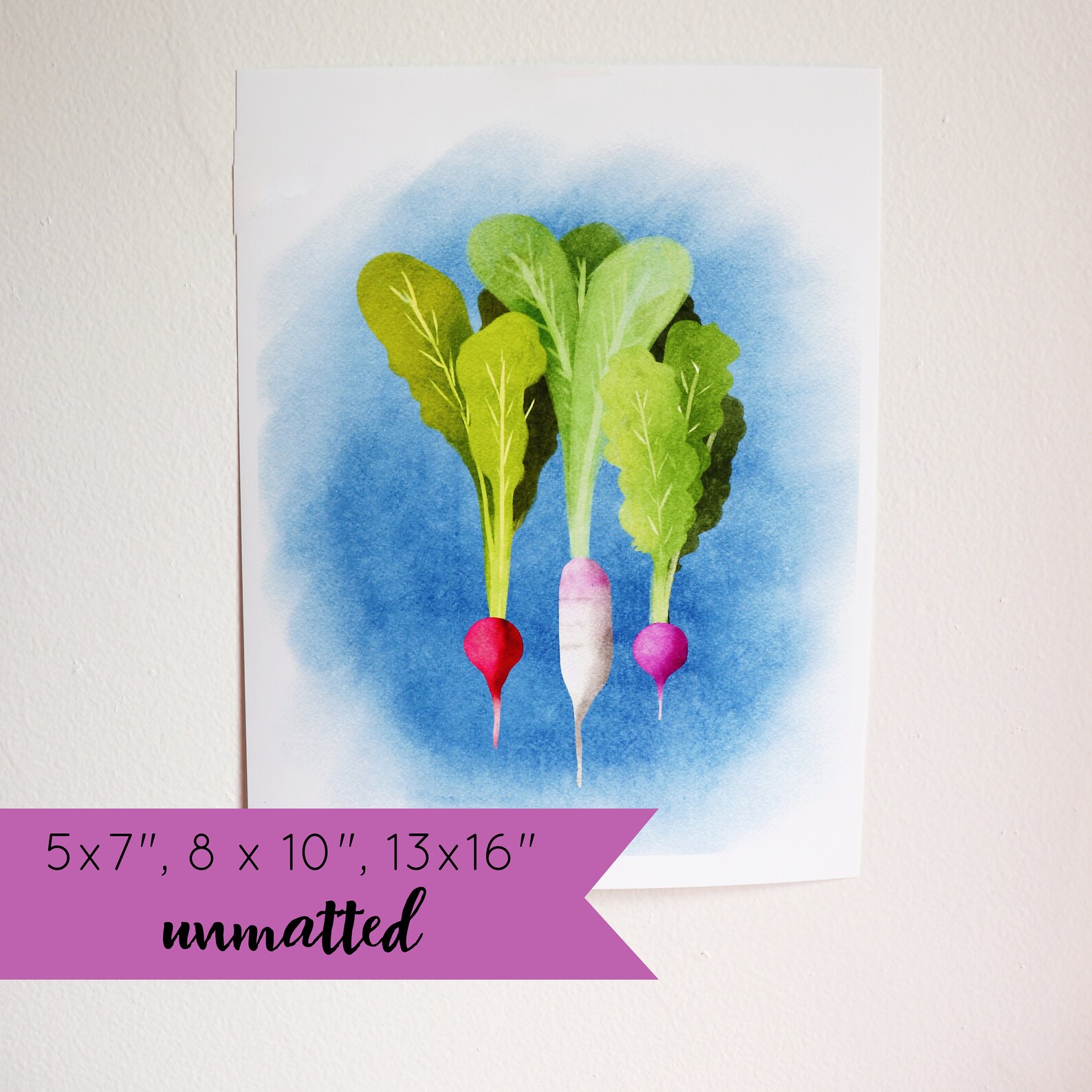 Acuarela Rábanos Vegetable Art Print Sin enmarcar - Etsy España