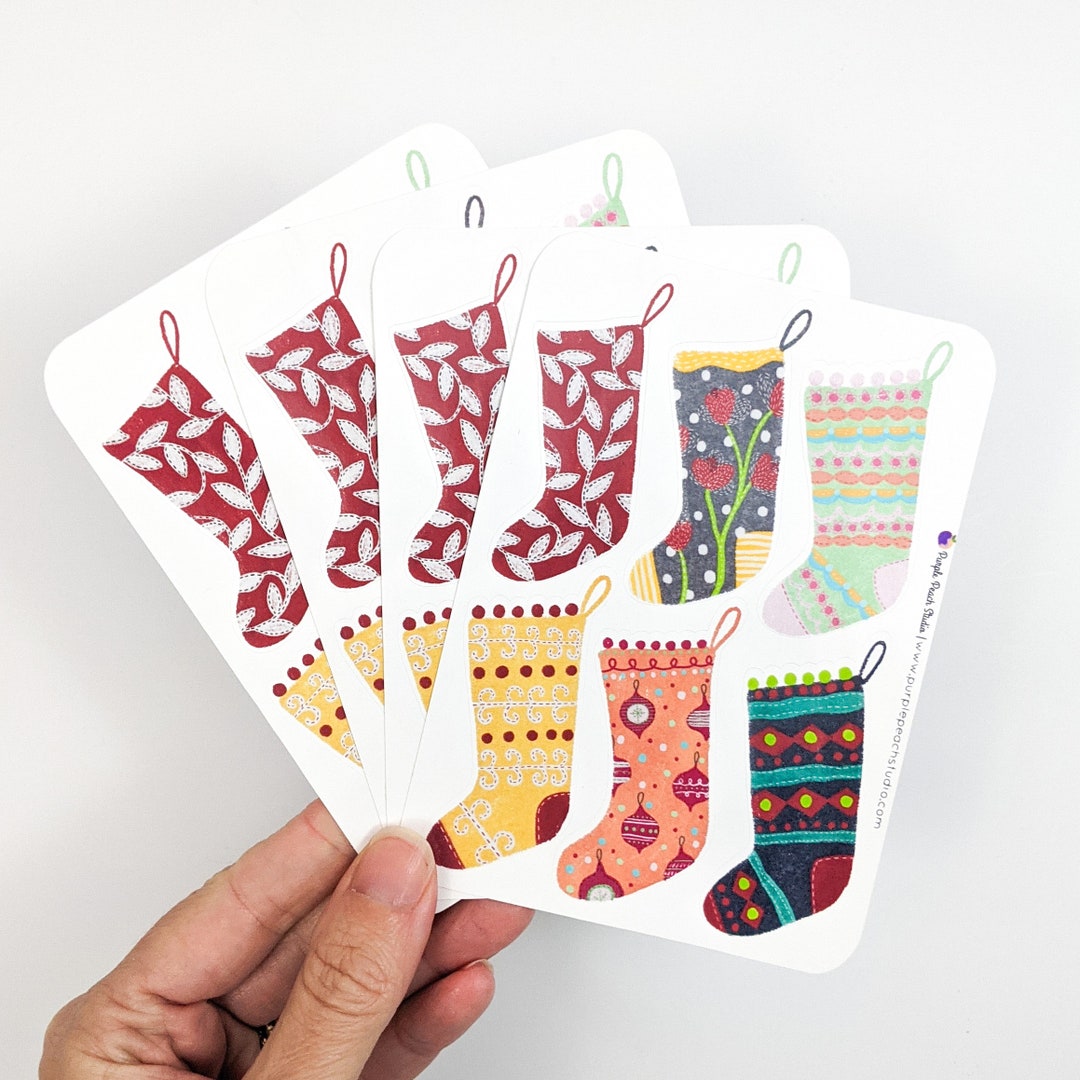 Christmas Stocking Stickers: 24 Holiday Card Making, Gift Decor ...