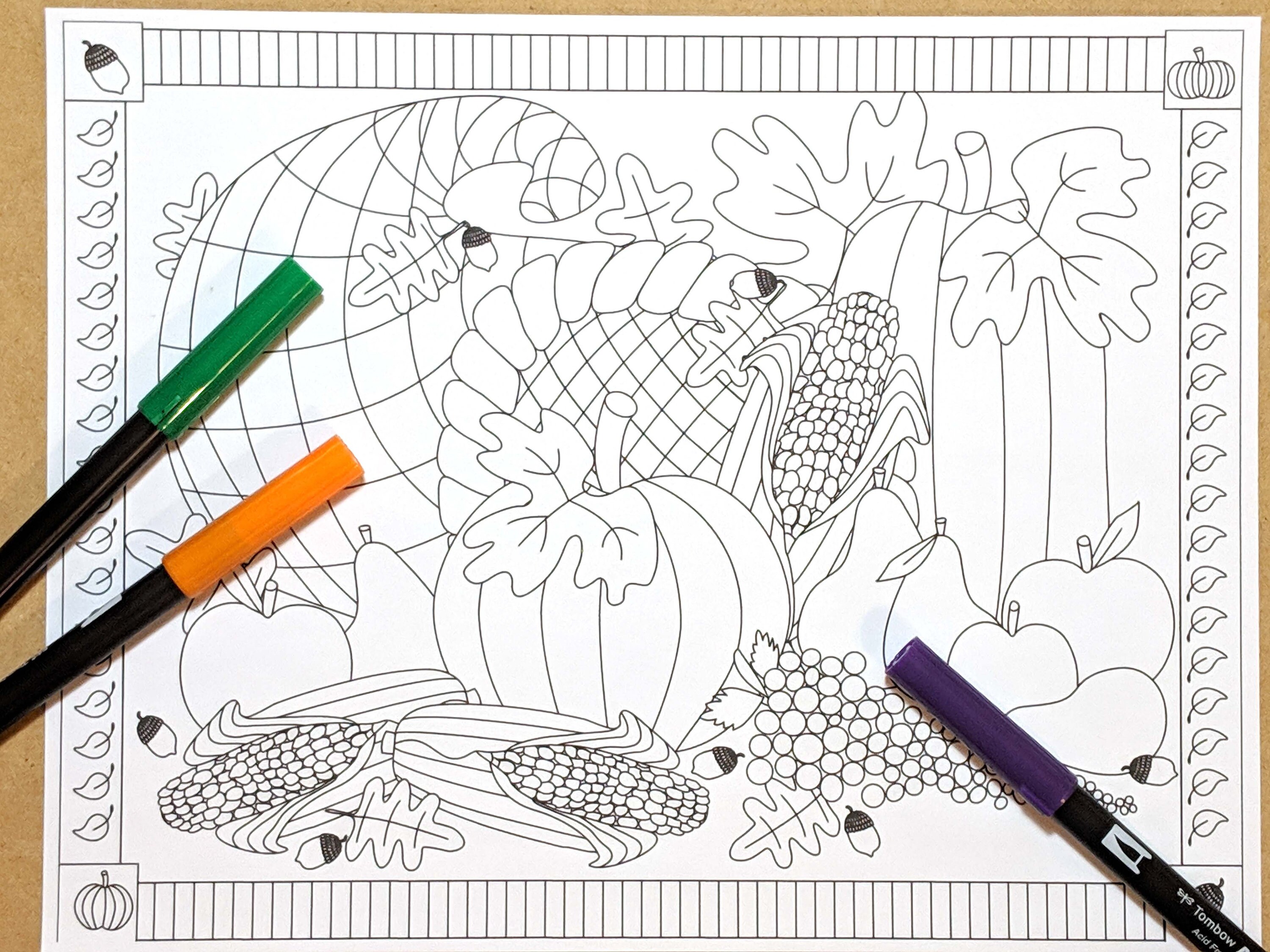 Thanksgiving Coloring Pages Cornucopia