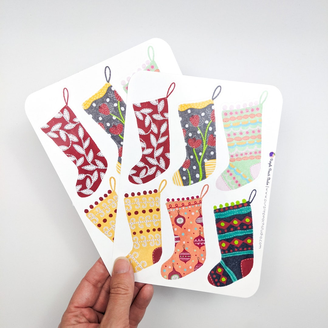 Christmas Stocking Stickers: Holiday Planner Stickers (2x 5x7" Sheets ...