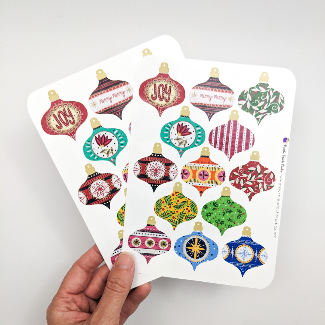 Vintage Christmas Ornament Stickers: Holiday Planner Stickers (2- 5x7 ...