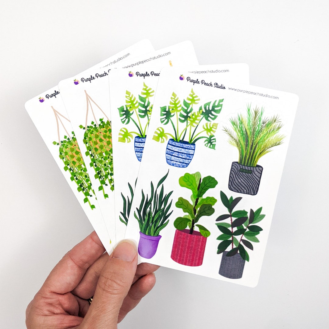 Small Houseplant Stickers for Plant Lovers | 4- 3.5"x5" Sticker Sheets ...