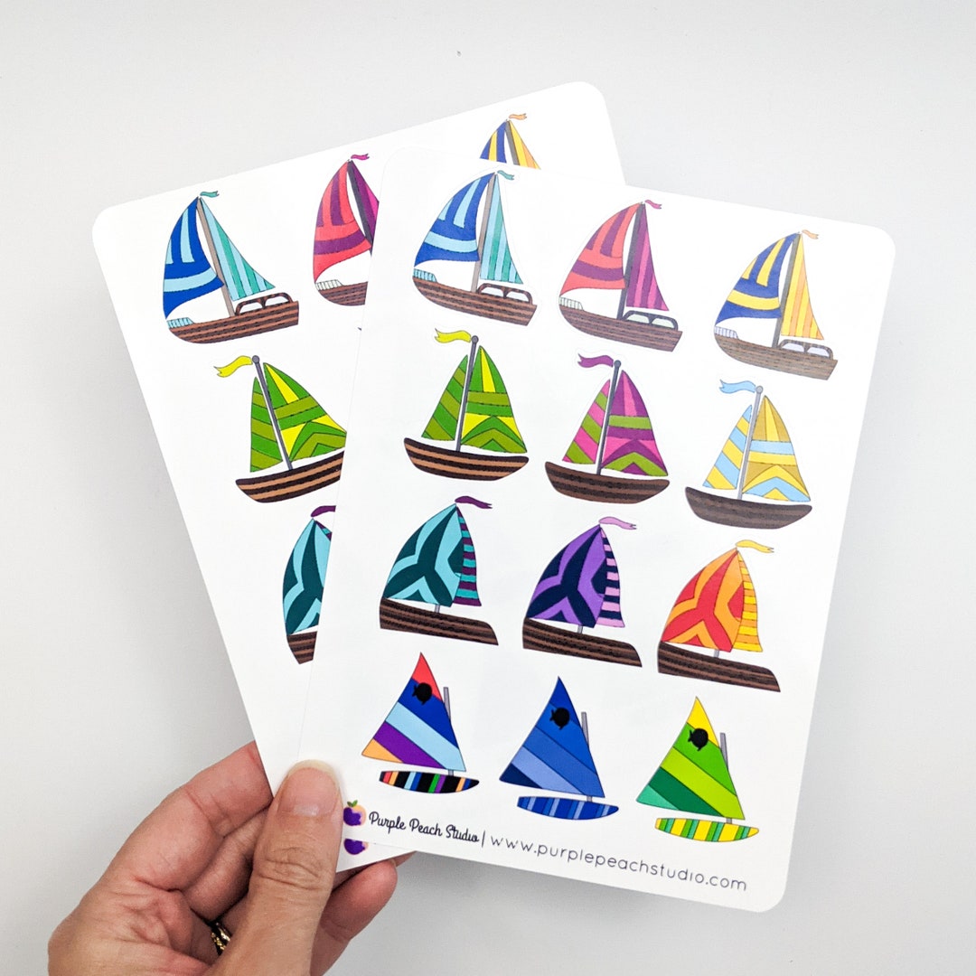Sailboat Stickers: Nautical Summer Planner Stickers (2- 5x7" Sheets) - Etsy