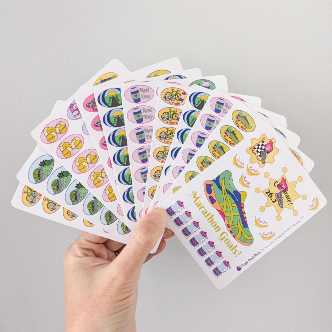 Marathon Training Stickers: 16-weeks of Running Planner Stickers (8x 3 ...