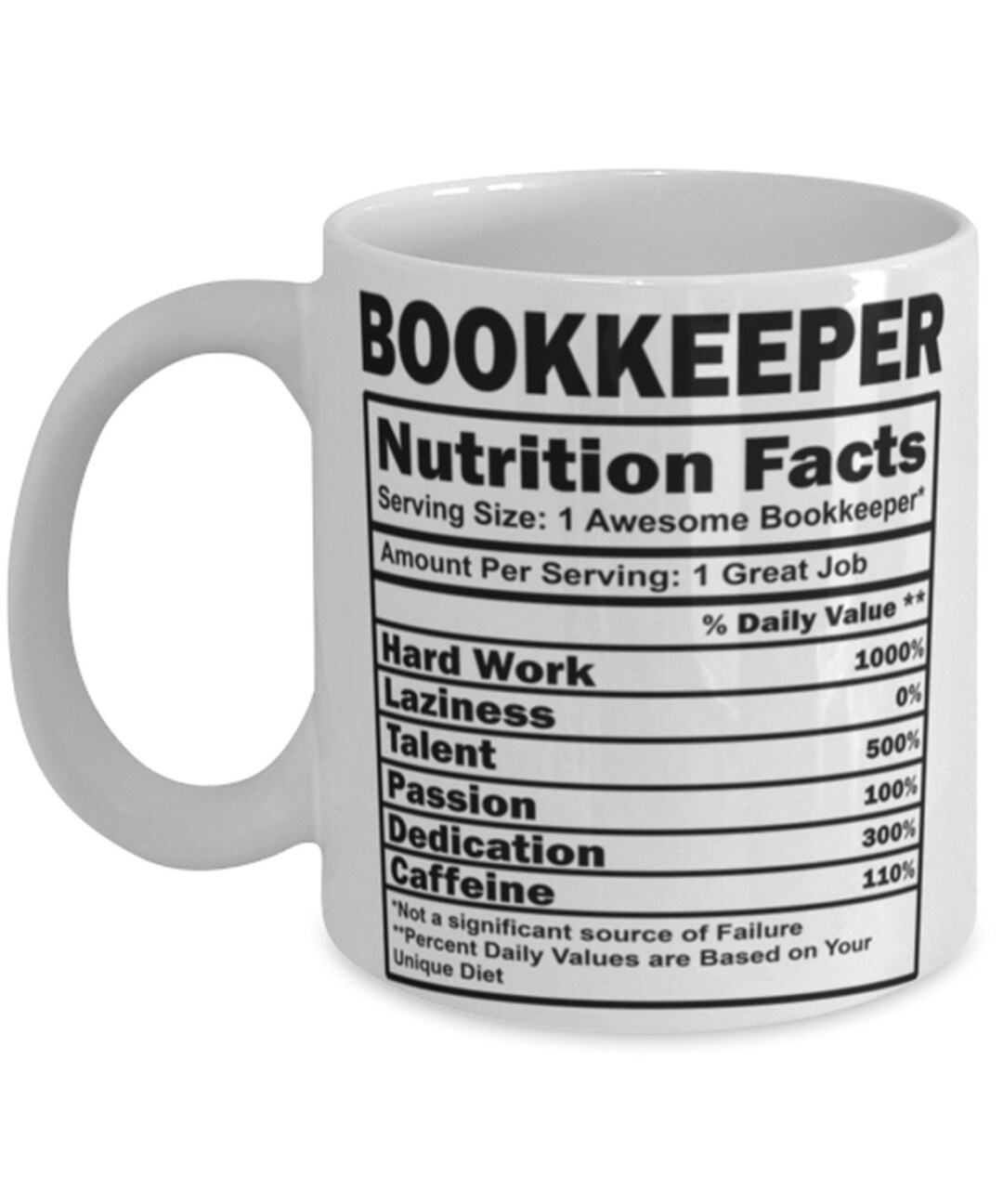 Funny Bookkeeper Mug Bookkeeper Nutrition Facts Coffee Cup 11oz 15oz ...